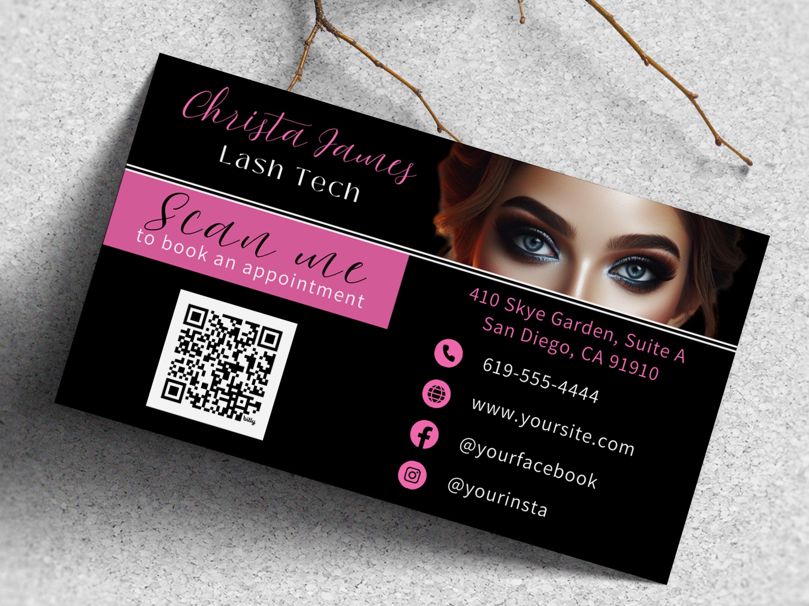 Editable Lash Technician Business Card Template Beauty Business Card ...