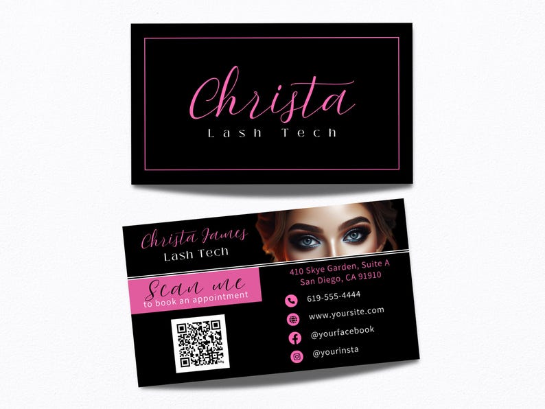 Editable Lash Technician Business Card Template Beauty Business Card ...