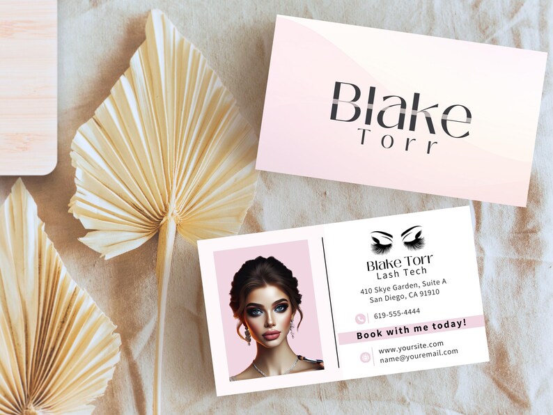 Editable Beauty Lash Tech Business Card Template DIY Canva Card 3.5x2 ...
