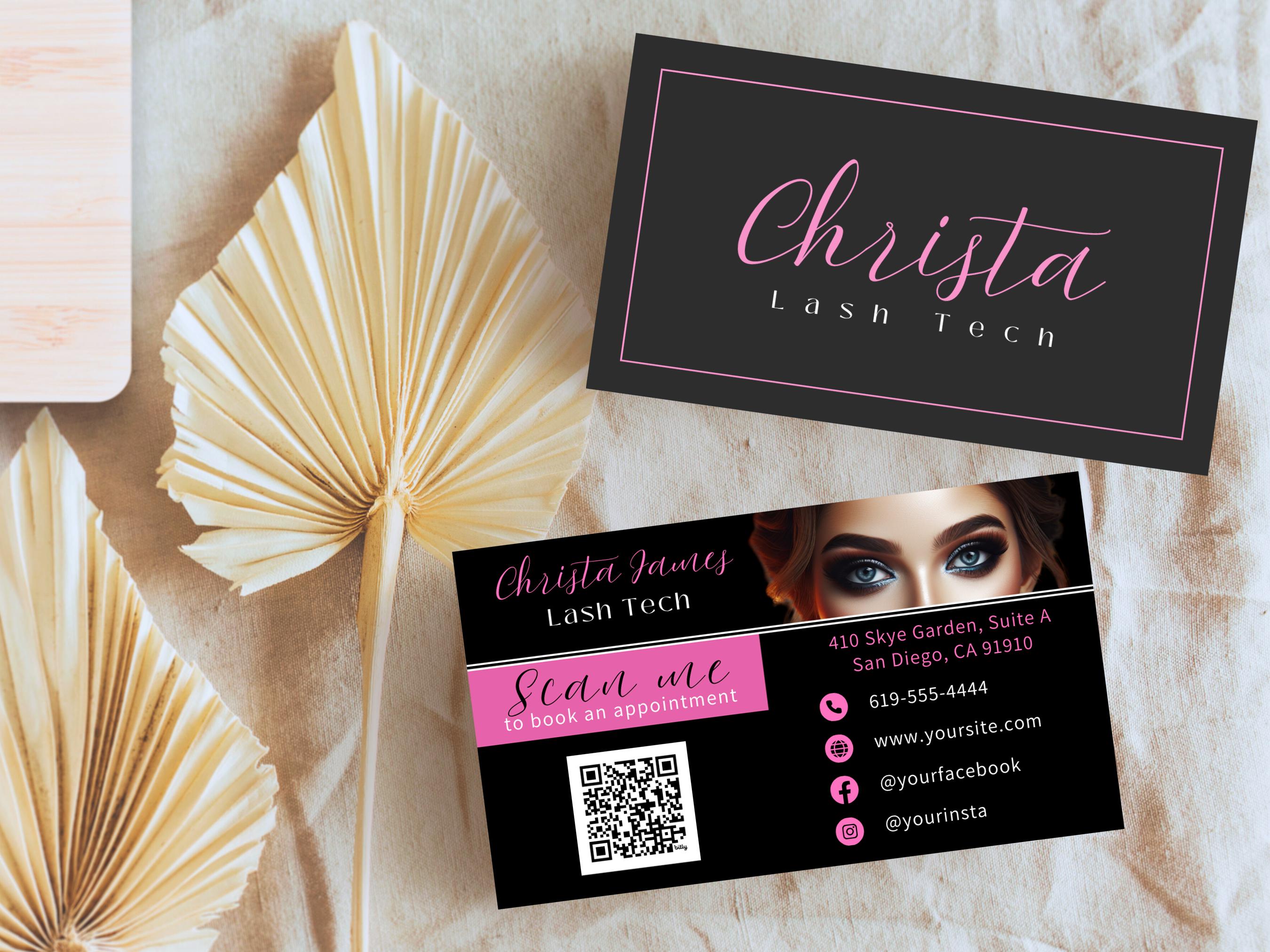 Editable Lash Technician Business Card Template Beauty Business Card ...
