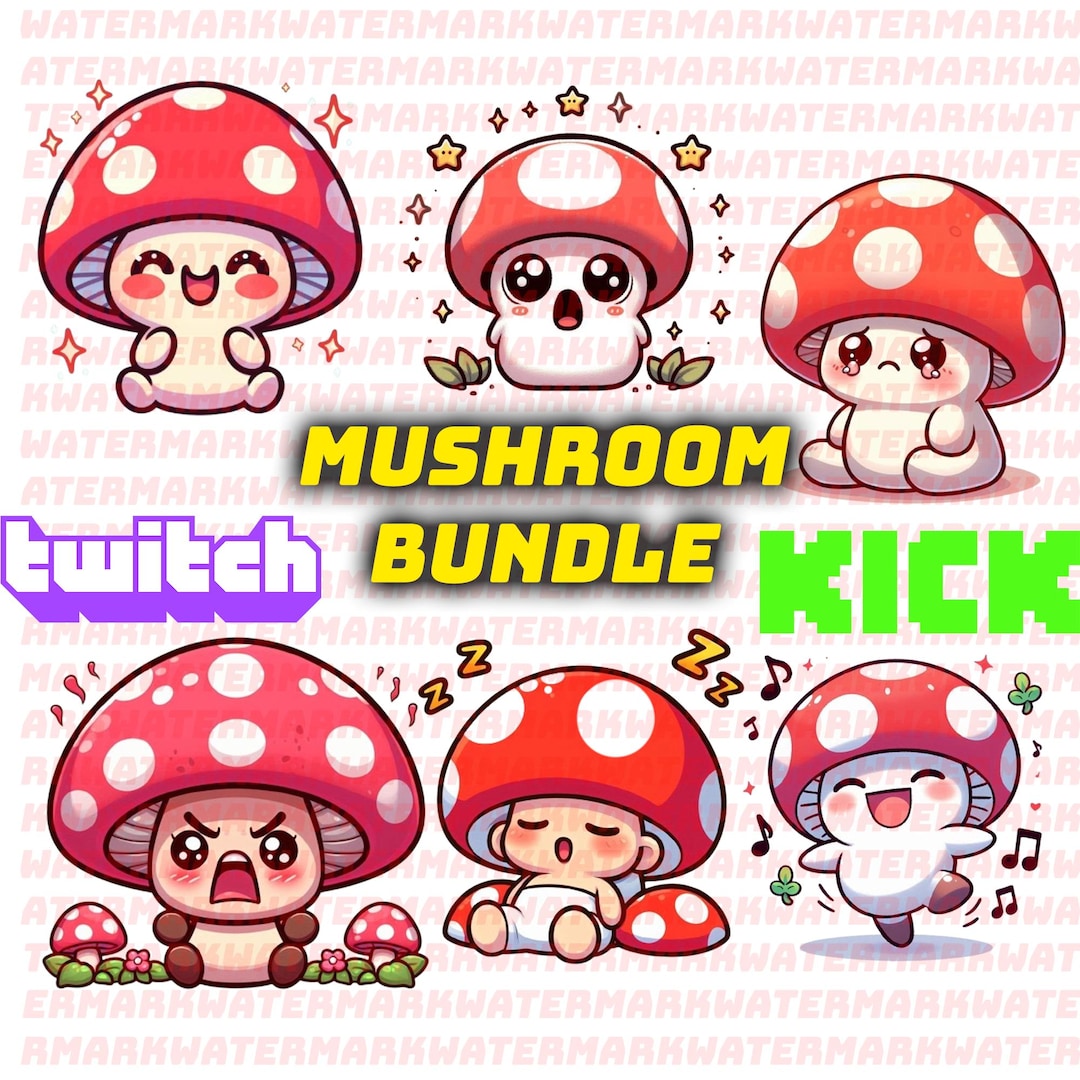 Twitch | Kick Streamer Cute Mushroom Emotes BUNDLE of 6! - Etsy