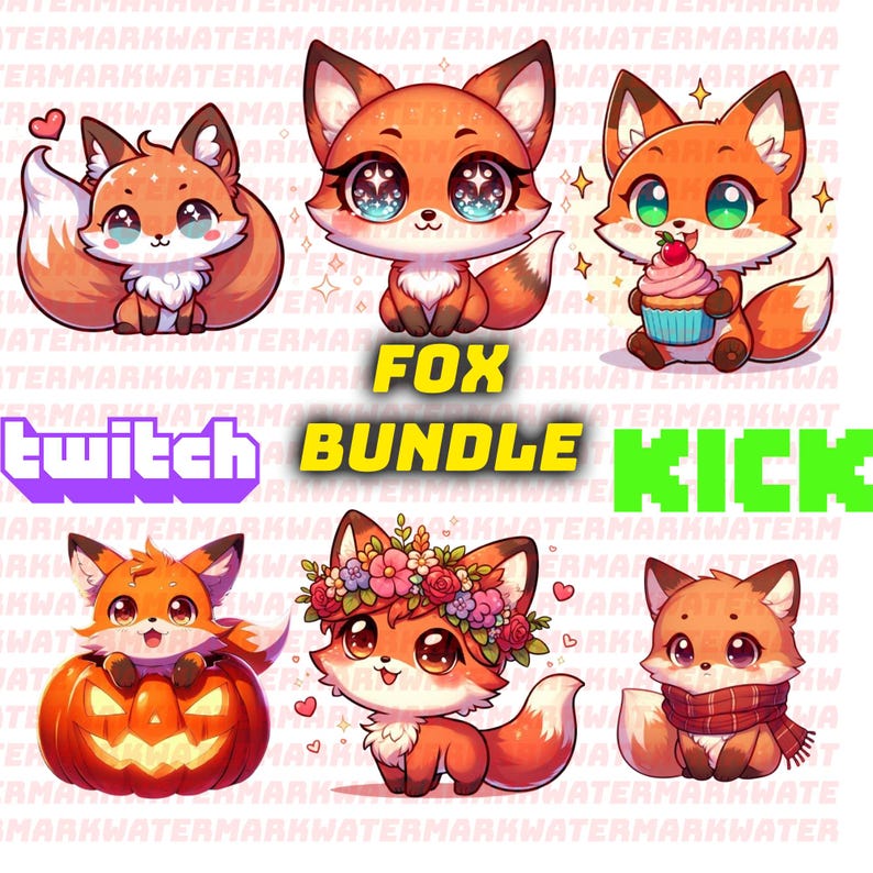 Twitch | Kick Streamer Cute Fox Emotes BUNDLE of 6! Halloween Spooky ...