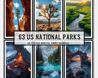 63 US National Park Prints, USA Parks Digital Posters, National Park ...