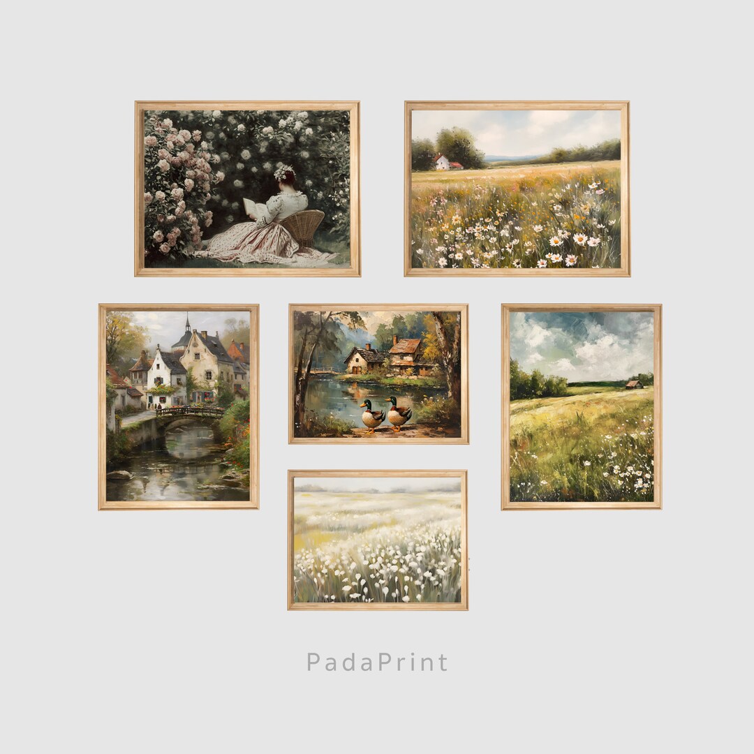 Printable Vintage Wildflower Prints, Set of 6, Spring Wall Art, Country ...