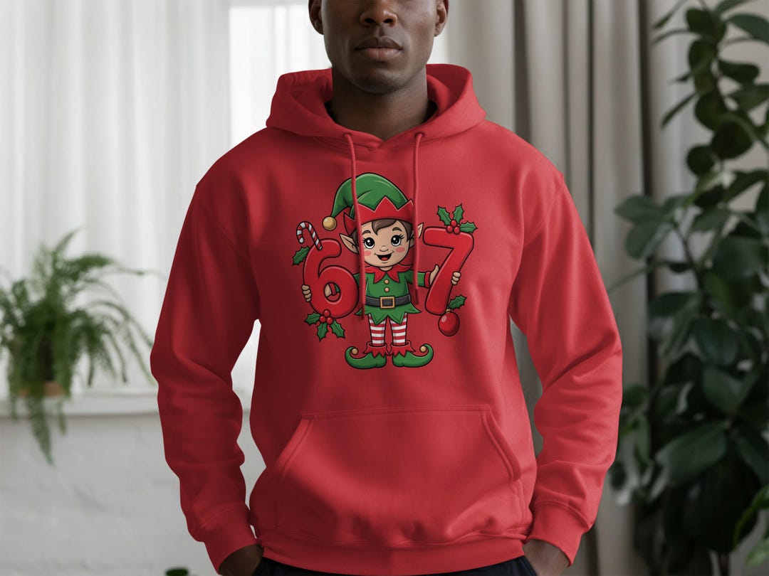 Christmas Elf '67' Hoodie, Holiday Festive Sweatshirt - Etsy