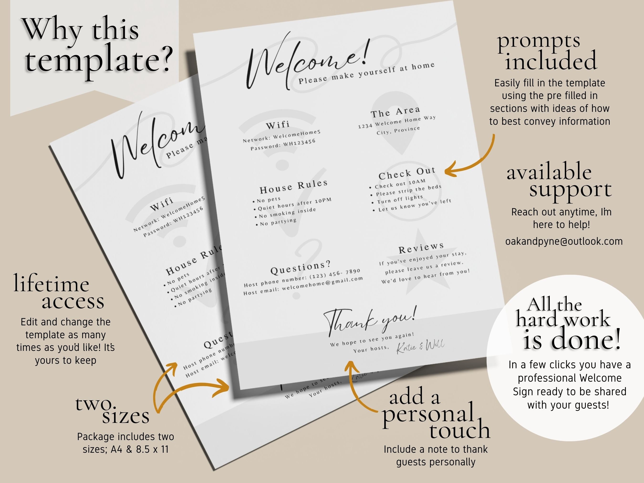 Airbnb Welcome Sign Template VRBO House Rules Printable Wifi - Etsy
