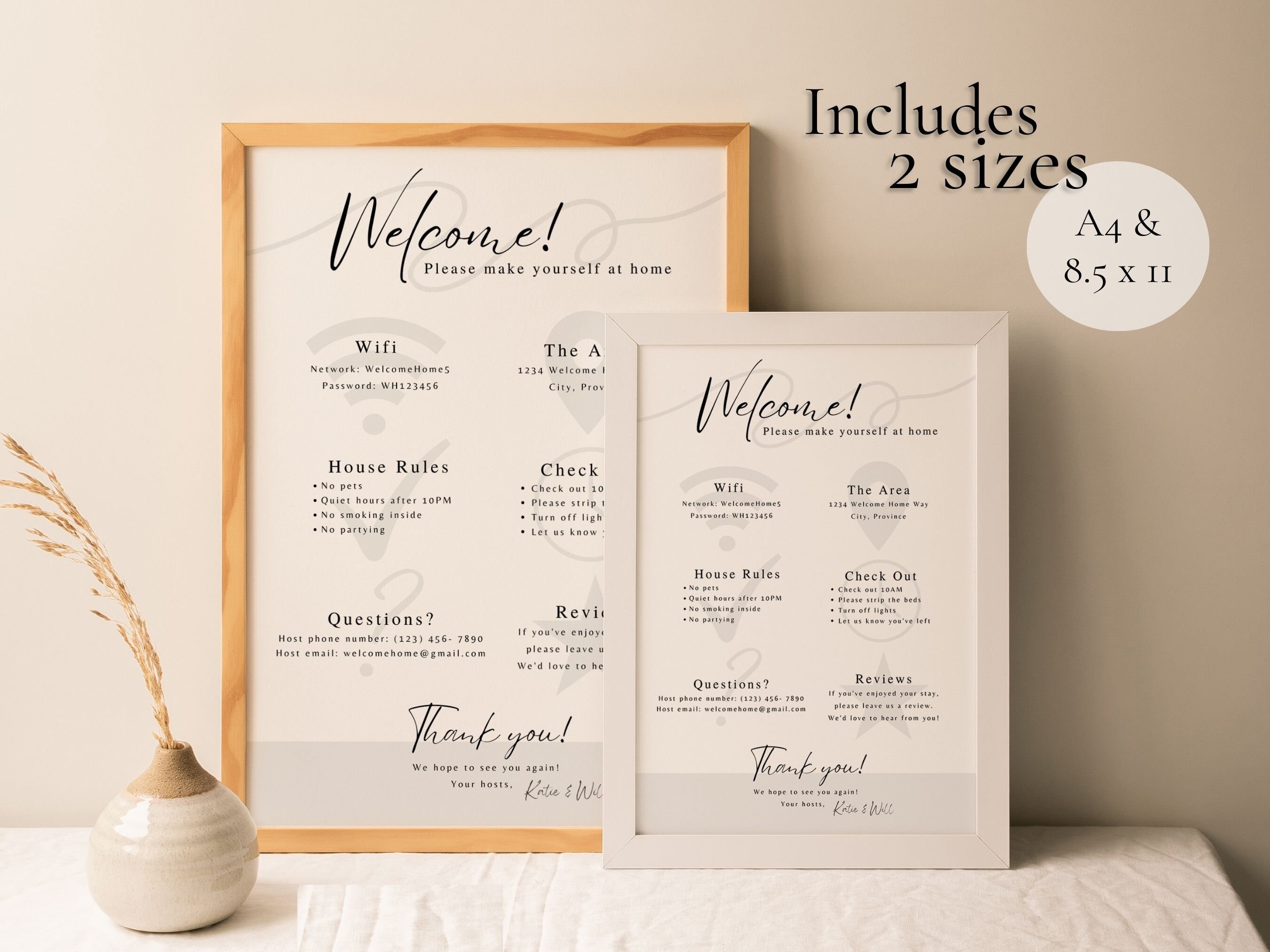 Airbnb Welcome Sign Template VRBO House Rules Printable Wifi - Etsy