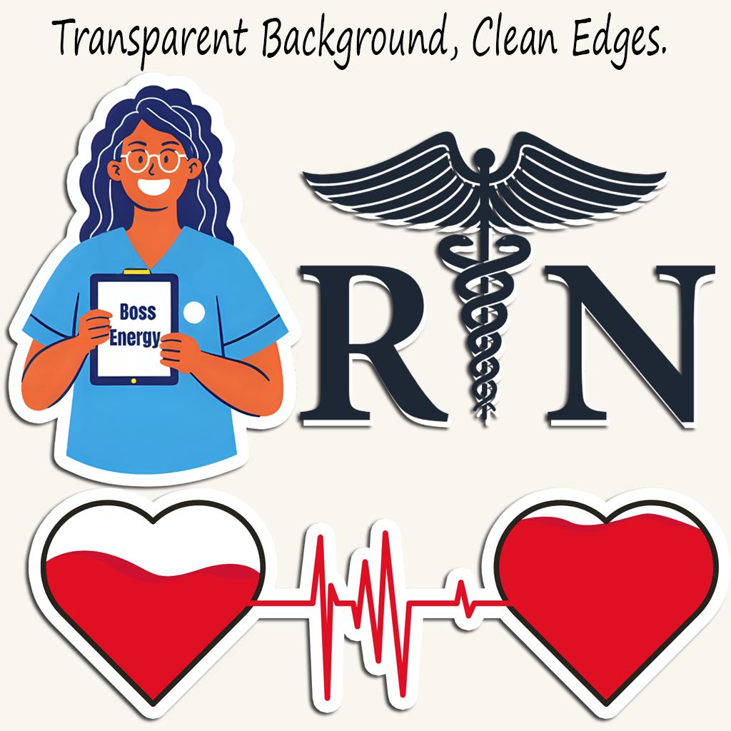 50 Nurse Life Digital Stickers – Transparent Pngs for Goodnotes, CNA ...