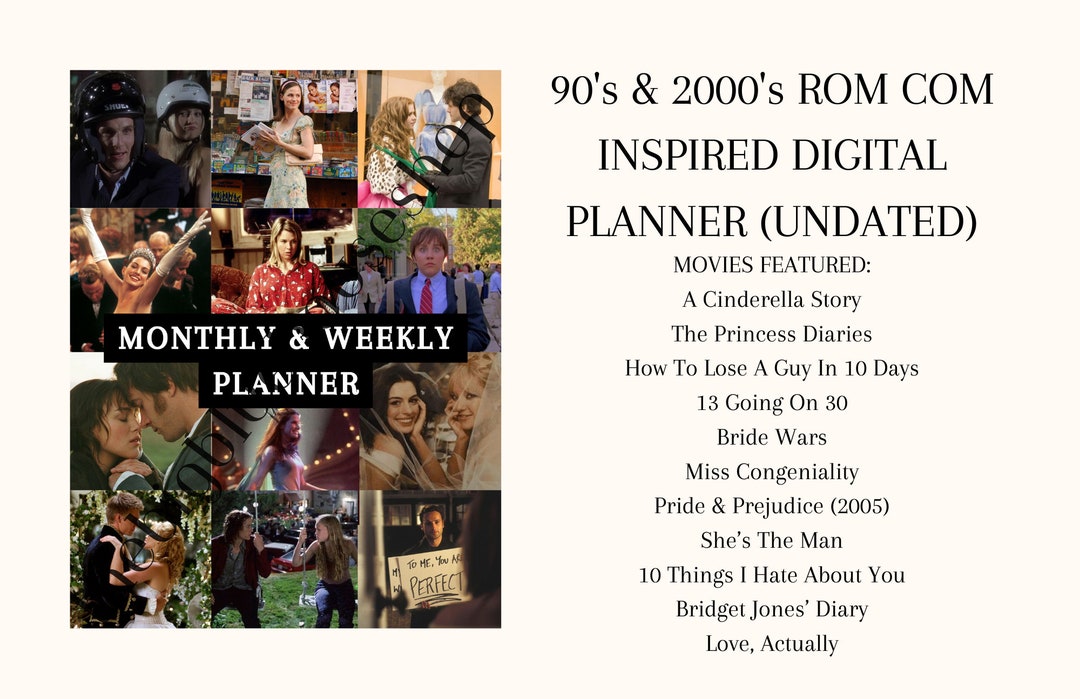 90's & 2000's ROM COM Inspired Digital Planner undated - Etsy