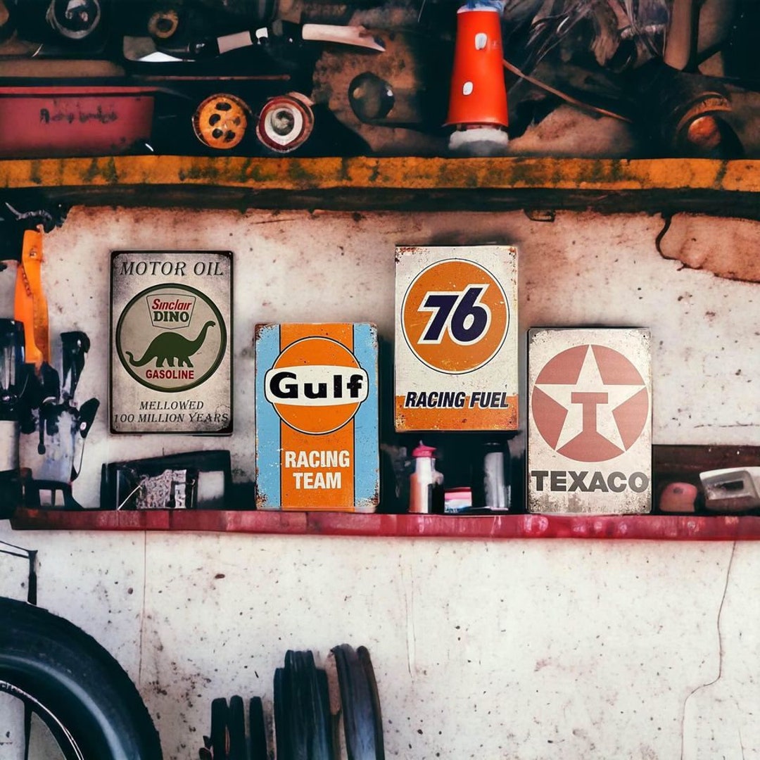 Vintage Gas & Oil Signs Bundle - Sinclair, Texaco, 76 Racing, Gulf ...
