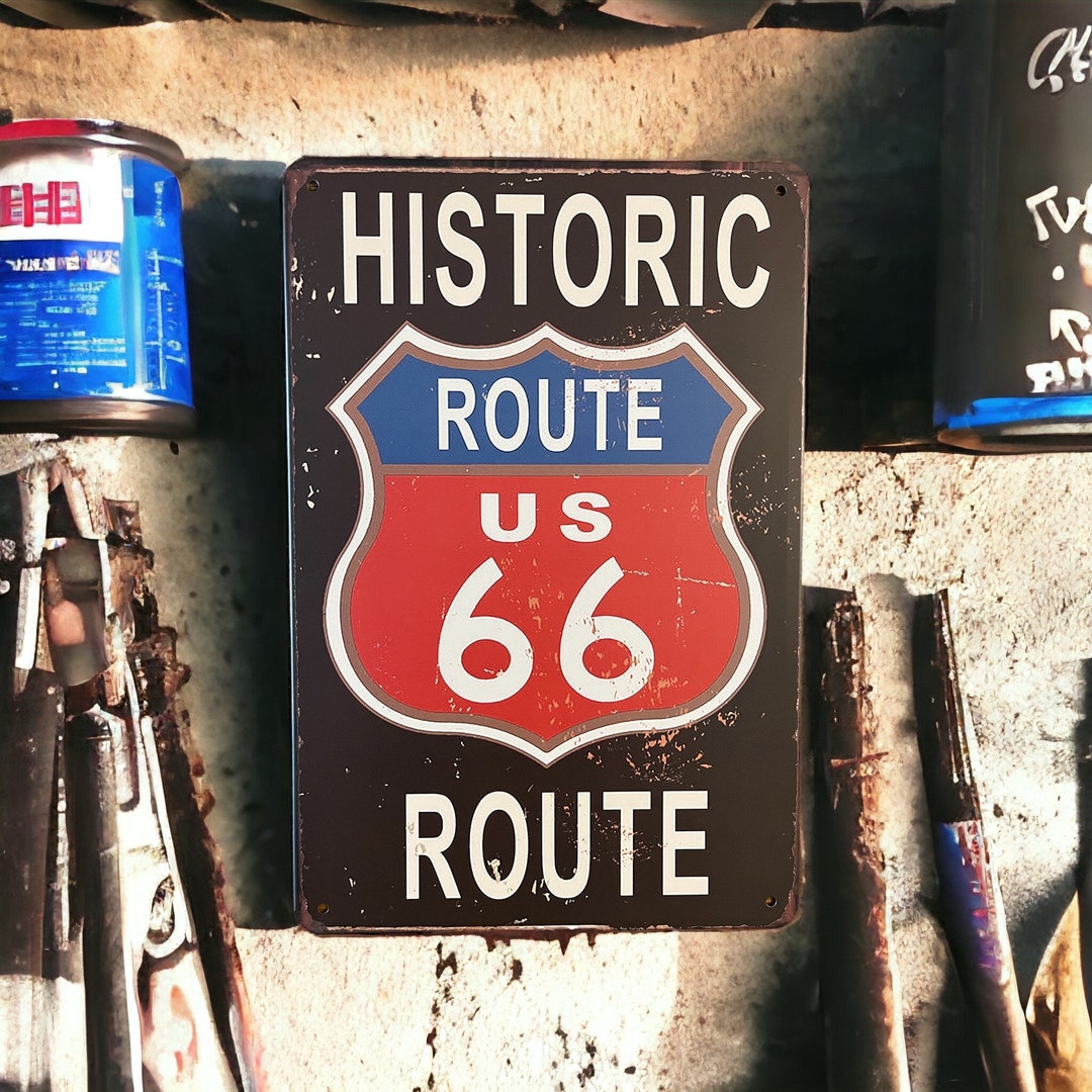 Vintage Route 66 Metal Sign Automotive Signs Gas & Oil Signs Vintage ...