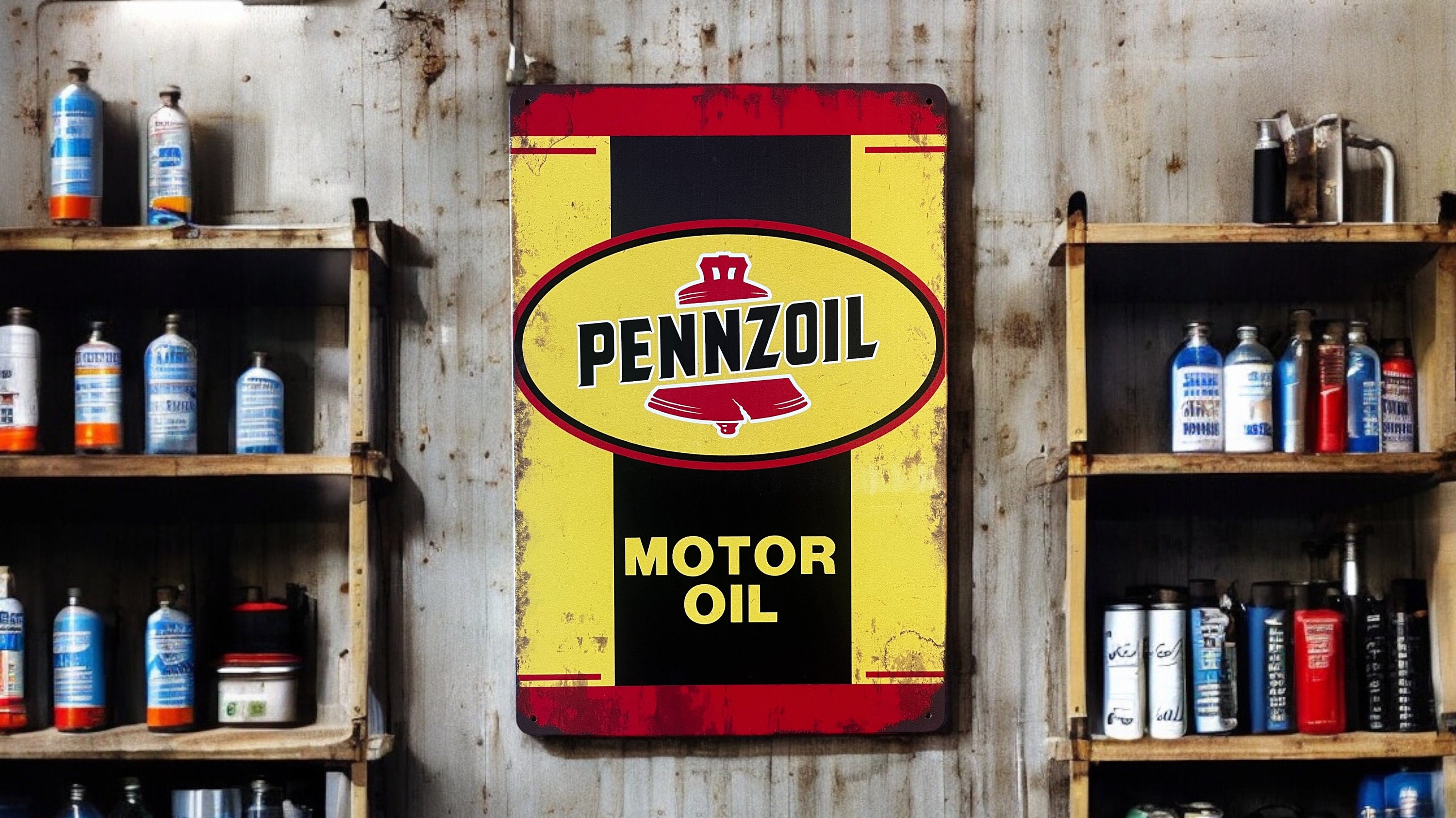 Vintage Pennzoil Motor Oil Metal Sign Automotive Signs Gas & Oil Signs ...