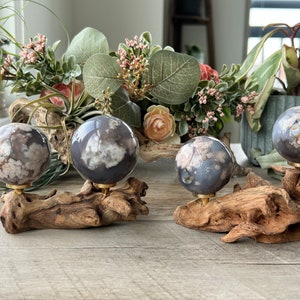 Beautiful Driftwood DOUBLE Sphere Stand Crystal Sphere Holder Ornate ...