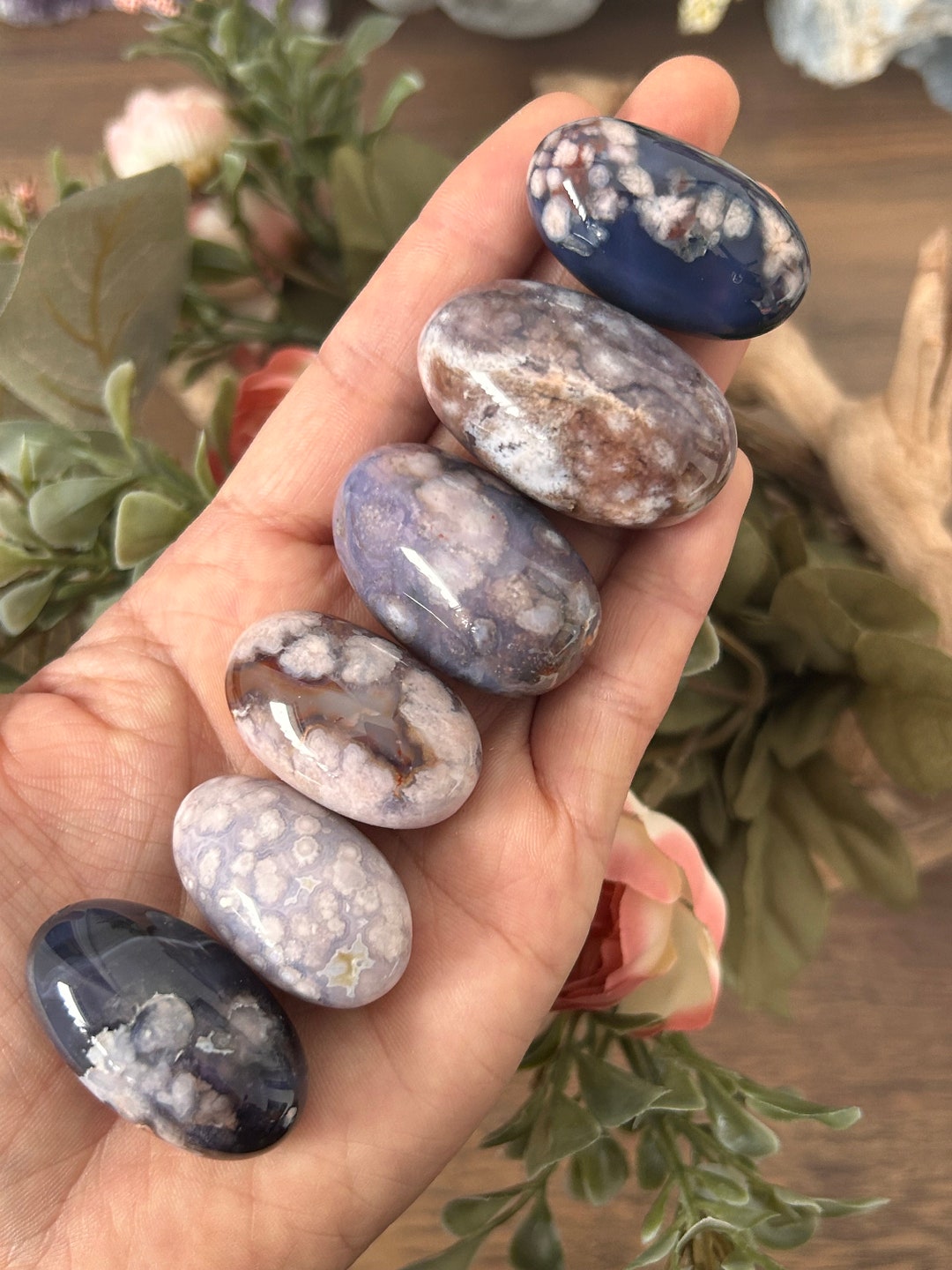 Rare High Quality Blue Flower Agate Tumbles Blue Flower Agate Crystal ...