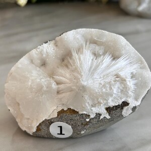 Scolecite Spray Inside Quartz Geode | Natural Scolecite Geode | Fine ...