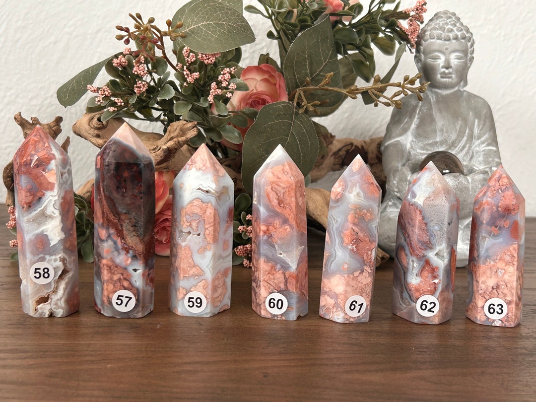 Beautiful, Super Druzy Pink Agate Tower Pink Agate Point Crystal Tower ...