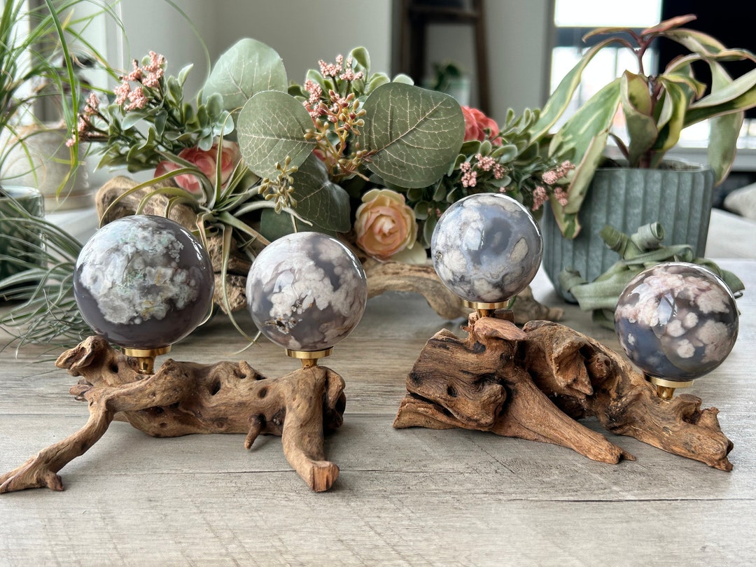 Beautiful Driftwood DOUBLE Sphere Stand Crystal Sphere Holder Ornate ...