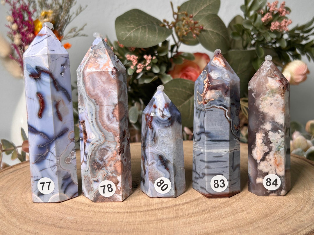 RARE Blue Sakura Agate Tower Stunning Blue Flower Agate Crystal Tower ...