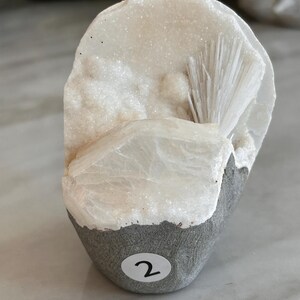 Scolecite Spray Inside Quartz Geode | Natural Scolecite Geode | Fine ...