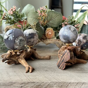 Beautiful Driftwood DOUBLE Sphere Stand Crystal Sphere Holder Ornate ...