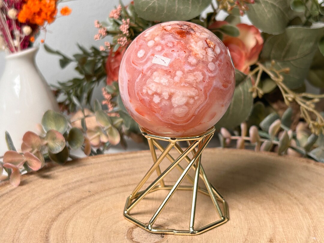 Gorgeous AAA Carnelian Flower Agate Sphere Carnelian Agate Sakura Agate ...