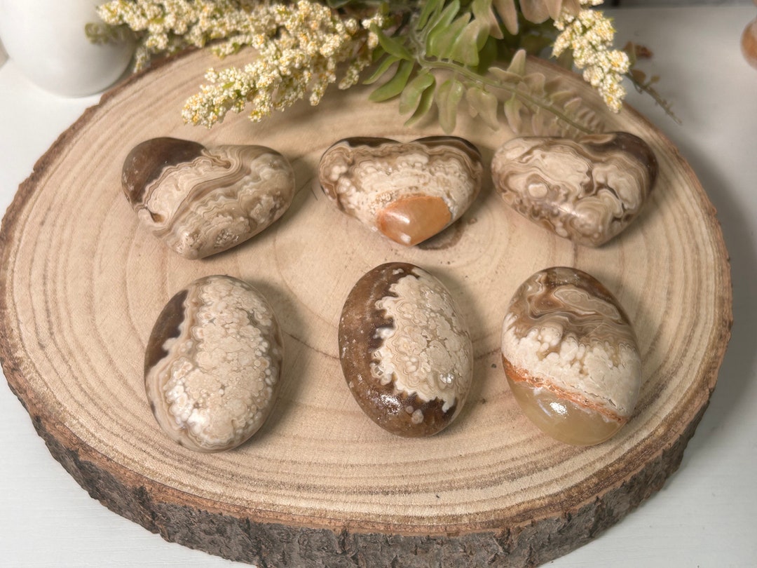 Chocolate Calcite Heart & Palm Stone | Calcite Palm Stone | Chocolate ...