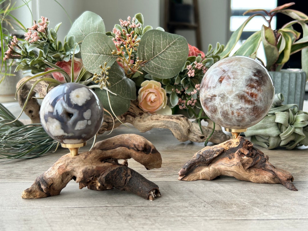 Beautiful Driftwood Single Sphere Stand Crystal Sphere Holder Ornate ...