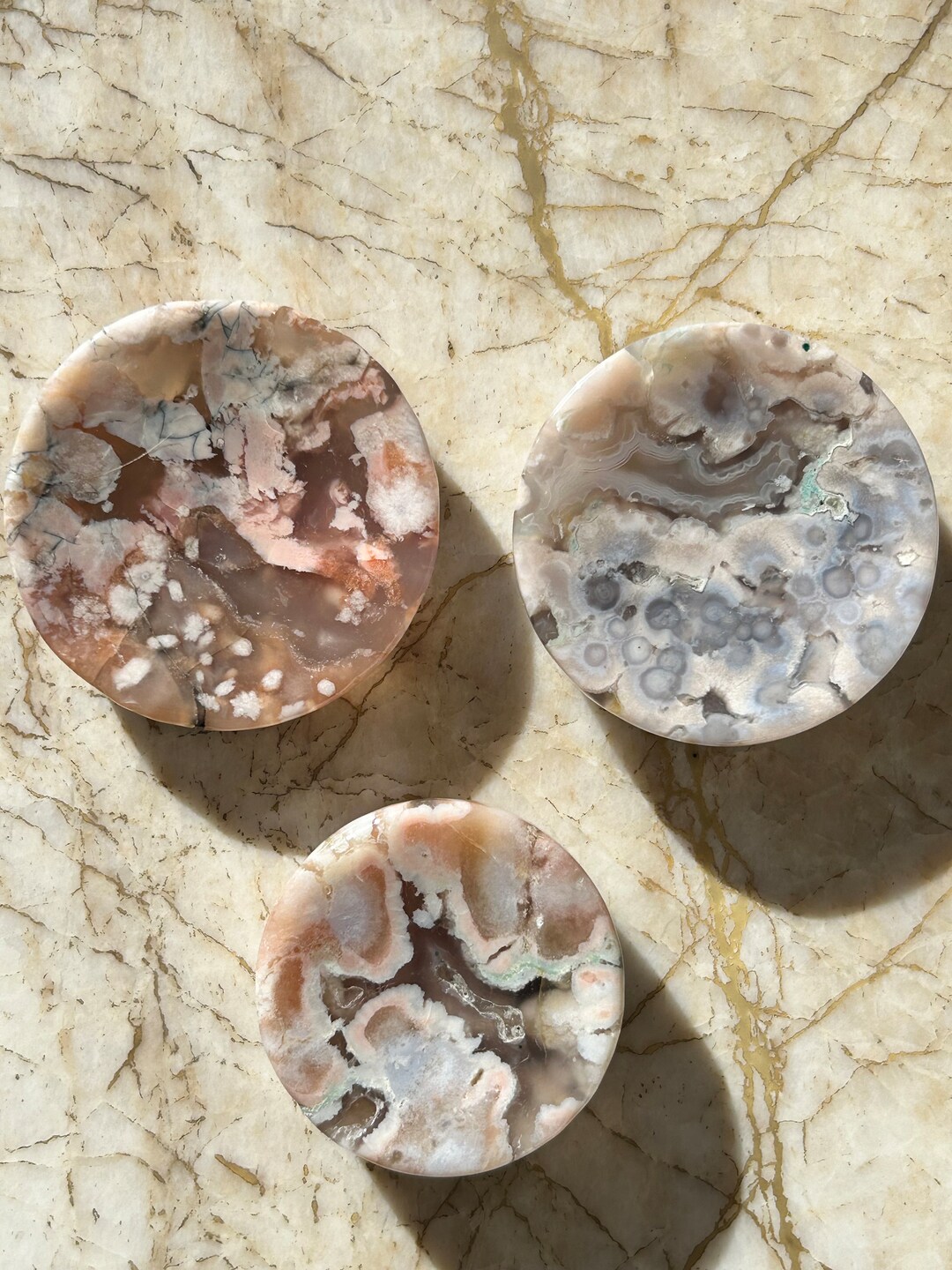 Very High Quality Flower Agate Mini Bowls Flower Agate Disk Flower ...