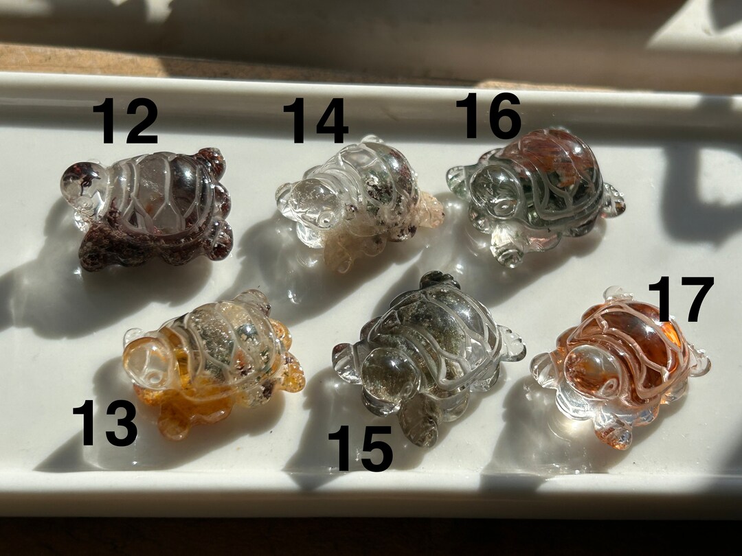 YOU CHOOSE Garden Quartz Turtle Lodalite Crystal Turtle Healing Heart ...