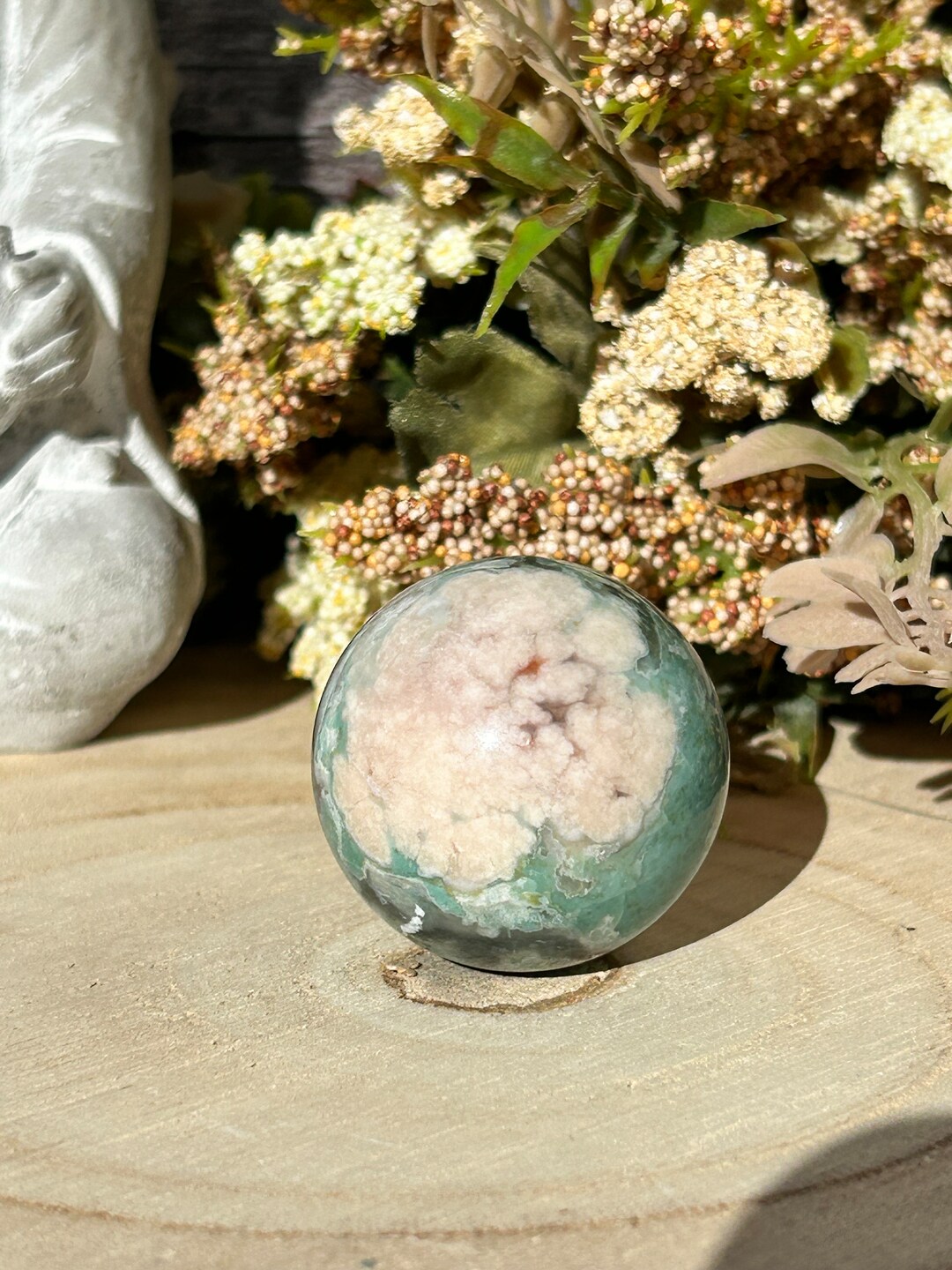 RARE Natural Green Flower Agate Sphere Green Sakura Agate - Etsy