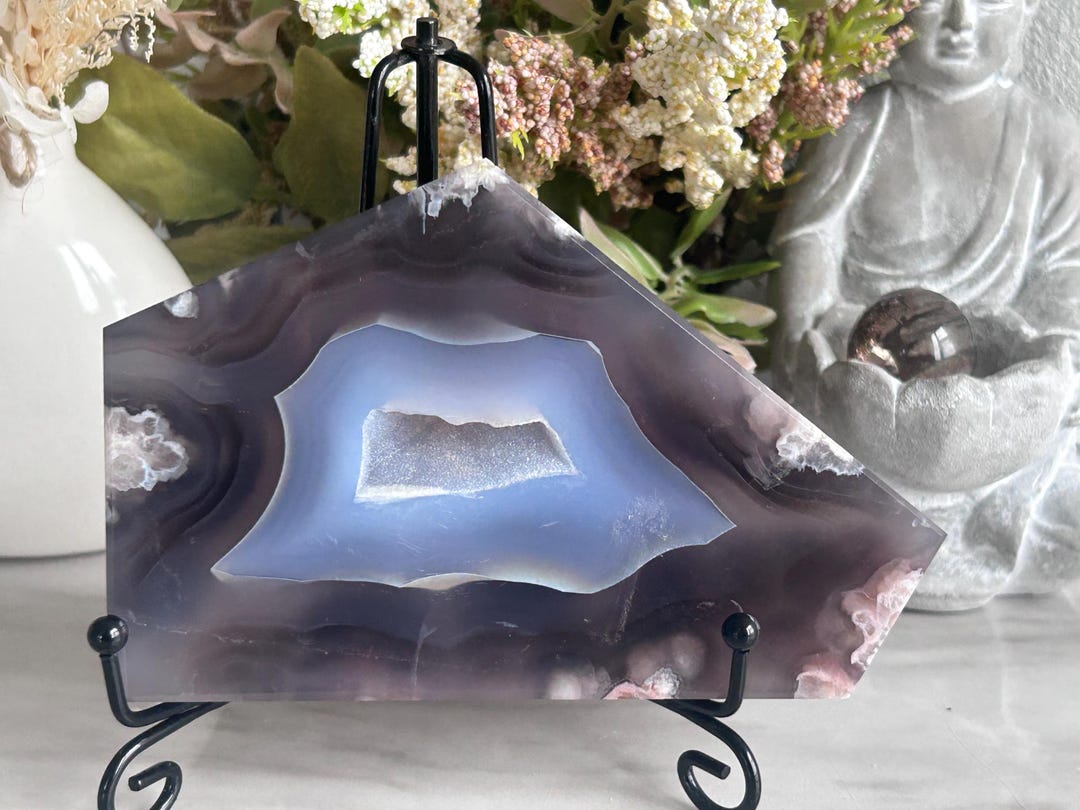 Black Flower Agate Slab | Black Sakura Agate | Reiki Crystals | Witchy ...