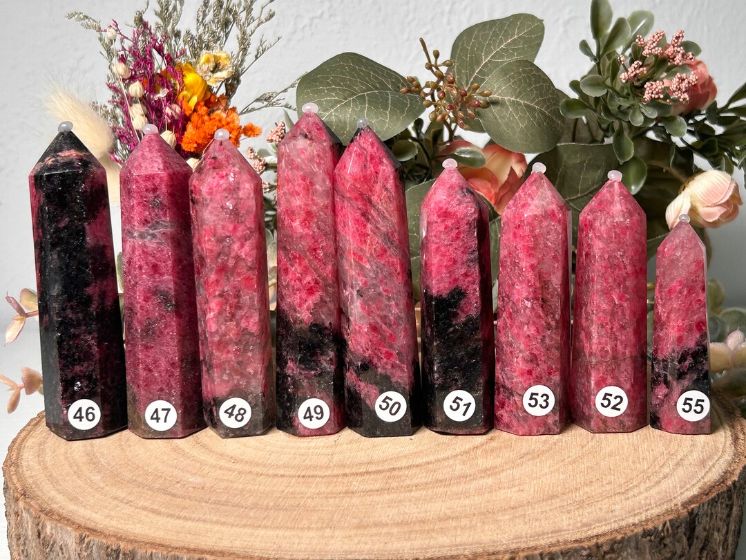 Natural Rhodonite Quartz Crystal Point Tower Mineral Specimen Rhodonite ...