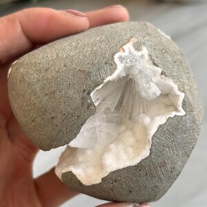 Scolecite Spray Inside Quartz Geode | Natural Scolecite Geode | Fine ...