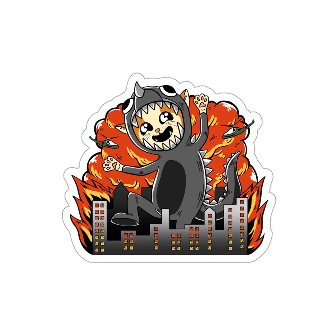 Catzilla / Cute Cat Sticker / Vinyl Sticker / Hydroflask - Etsy