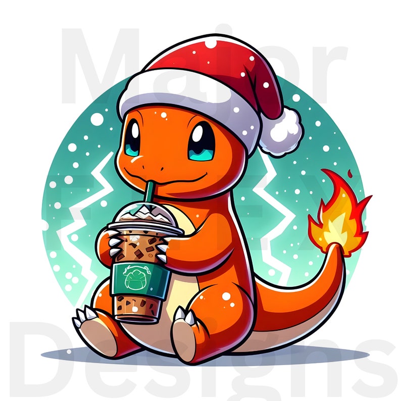 Christmas Charmander Pokemon Png SVG Digital Download, Holiday ...
