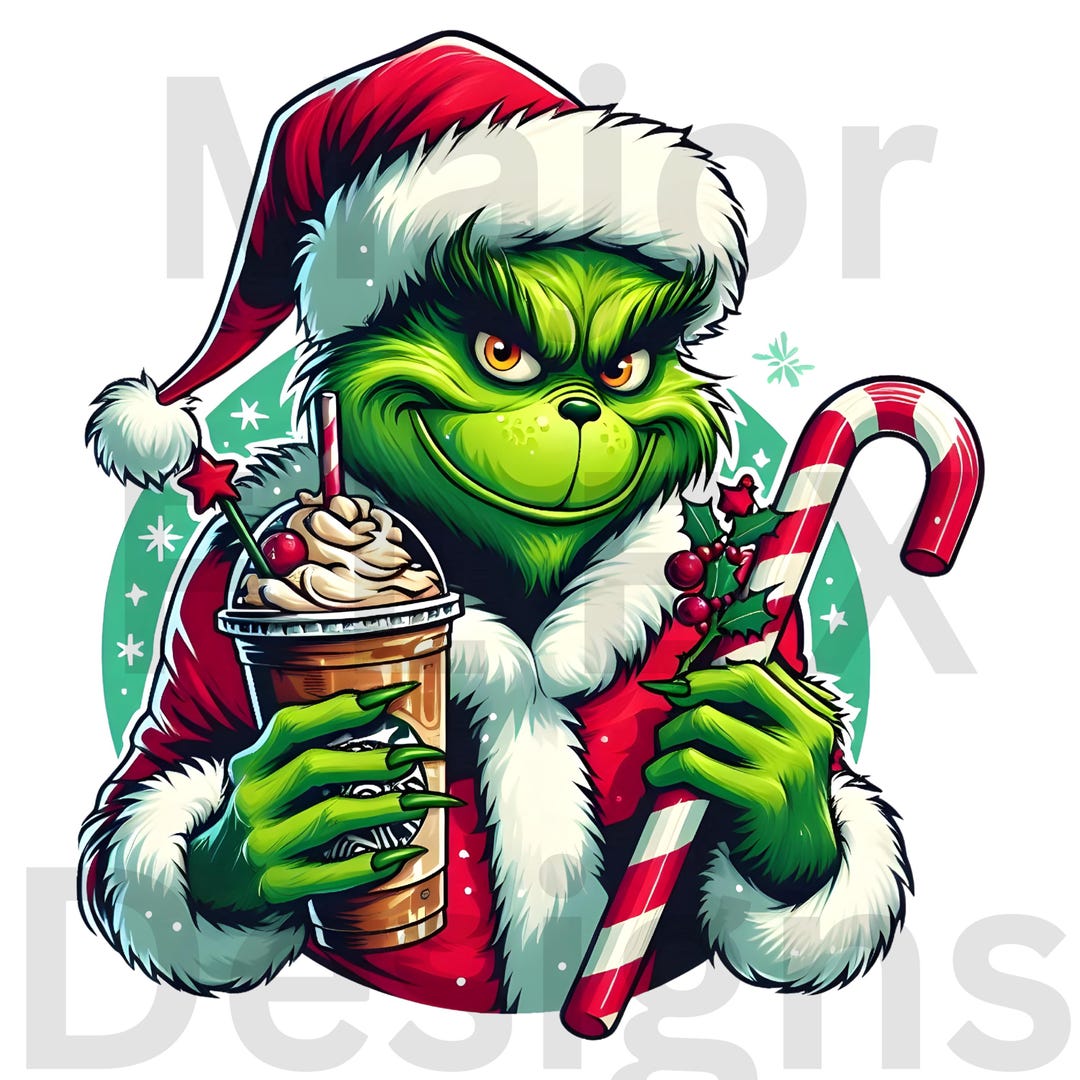 The Grinch Christmas Clipart Design, Grinch Coffee, Cute Christmas ...