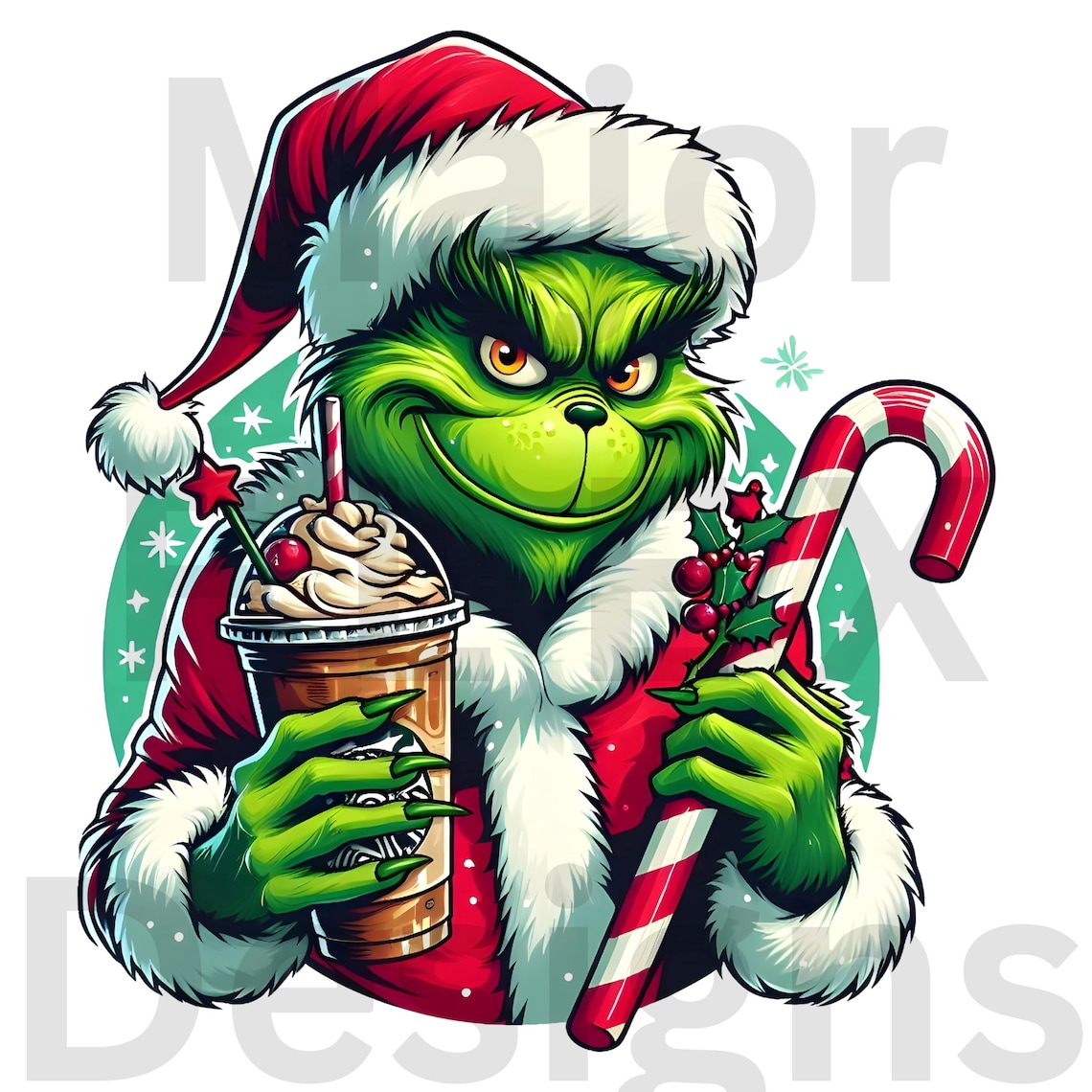 The Grinch Christmas Clipart Design, Grinch Coffee, Cute Christmas ...
