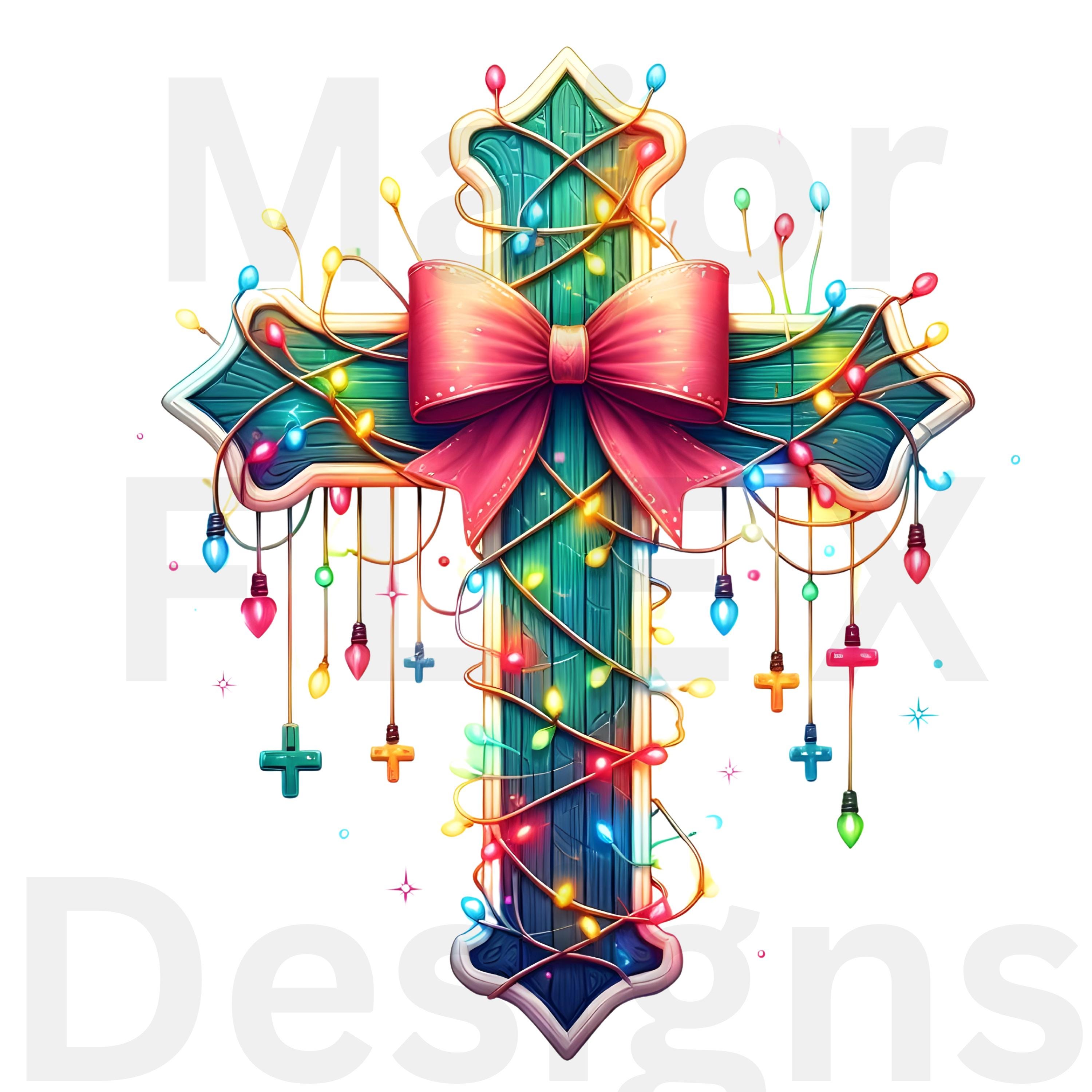 Christmas Cross Png Jesus Holiday Clipart Christmas Sublimation Design ...