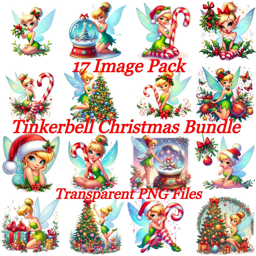 Christmas Tinkerbell Bundle, 17 Christmas Themed Tinkerbell PNG Pack ...