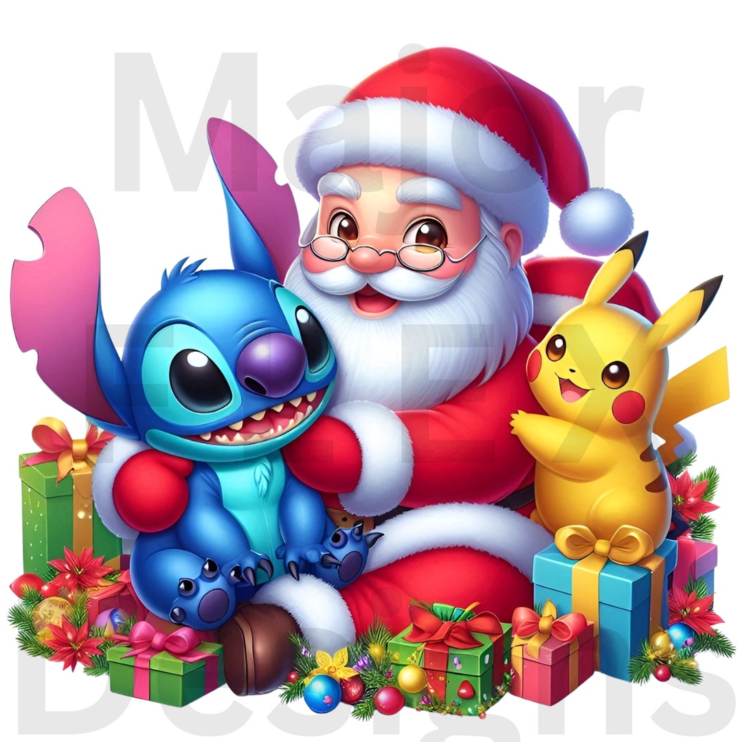 Stitch Santa Pikachu Clipart, Pikachu Christmas, Stitch Christmas ...