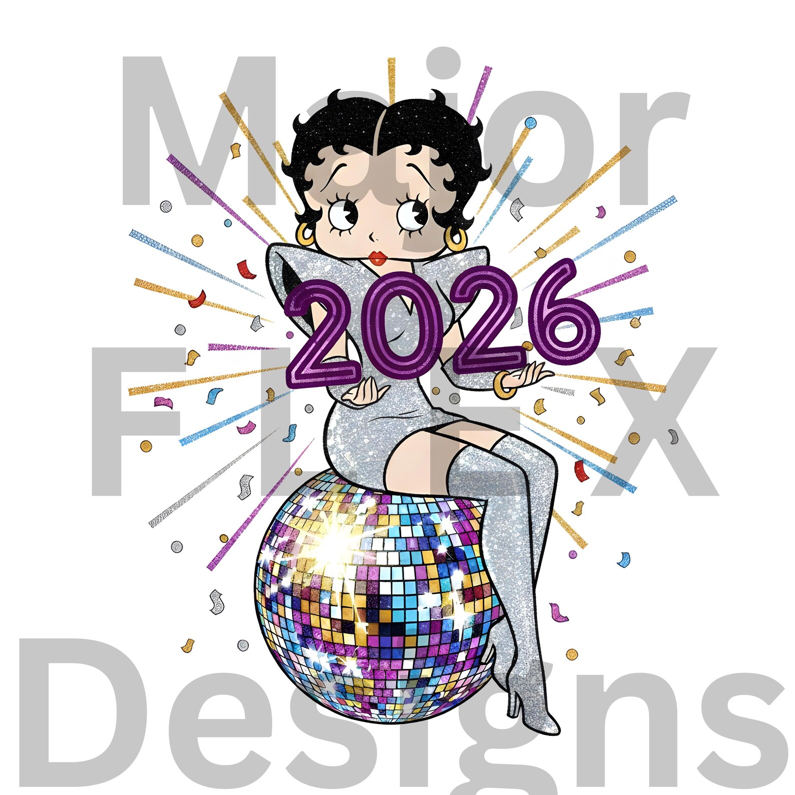 New Years 2026 Betty Boop PNG, Happy New Years Design, Betty Boop ...
