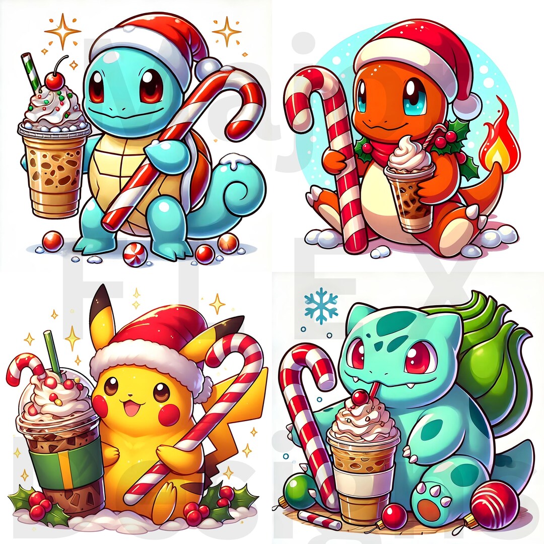 Christmas Pokemon Starter Bundle, Cute Christmas Themed Pokemon ...