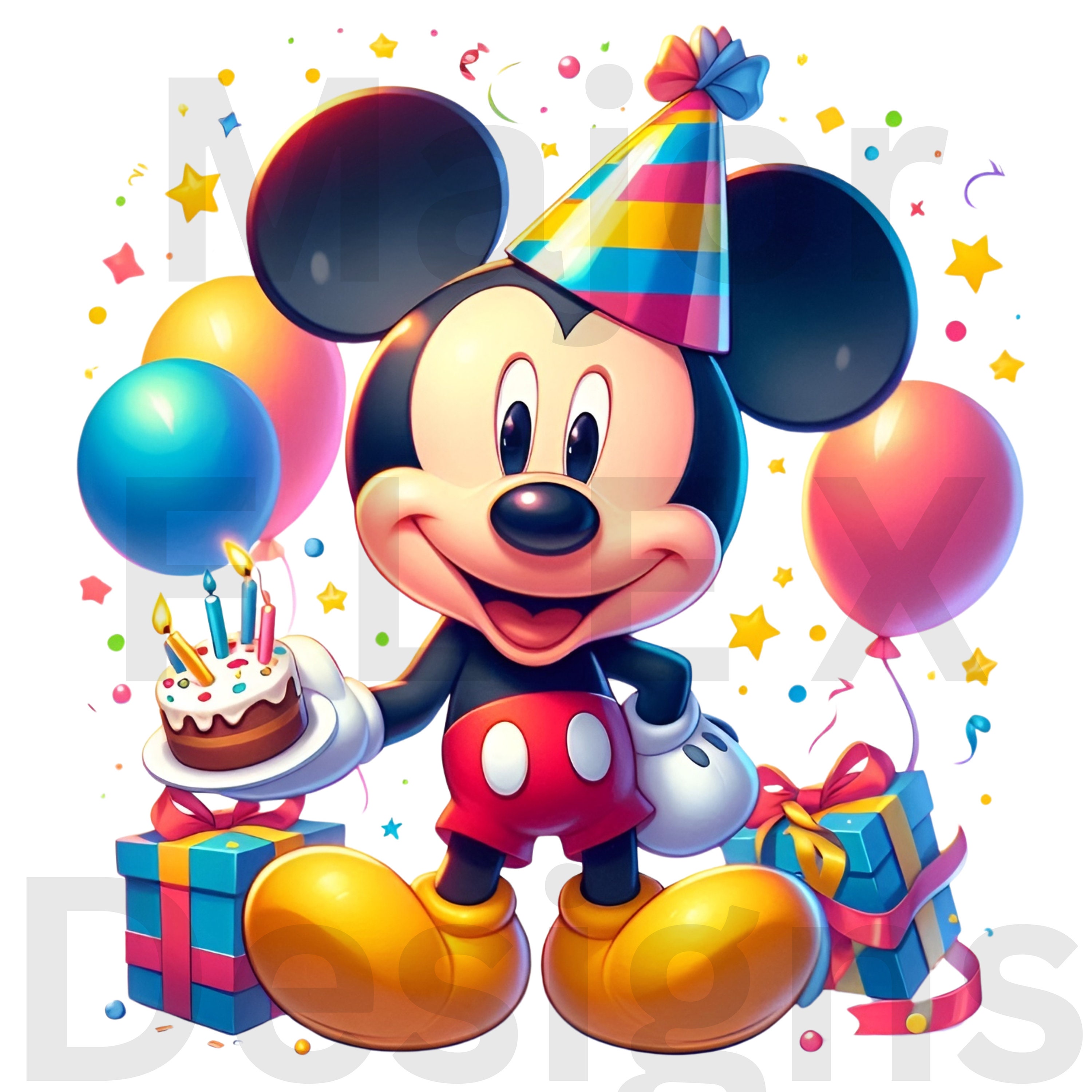 Mickey Mouse Birthday Clipart, Cute Birthday Design for Kids, Birthday ...