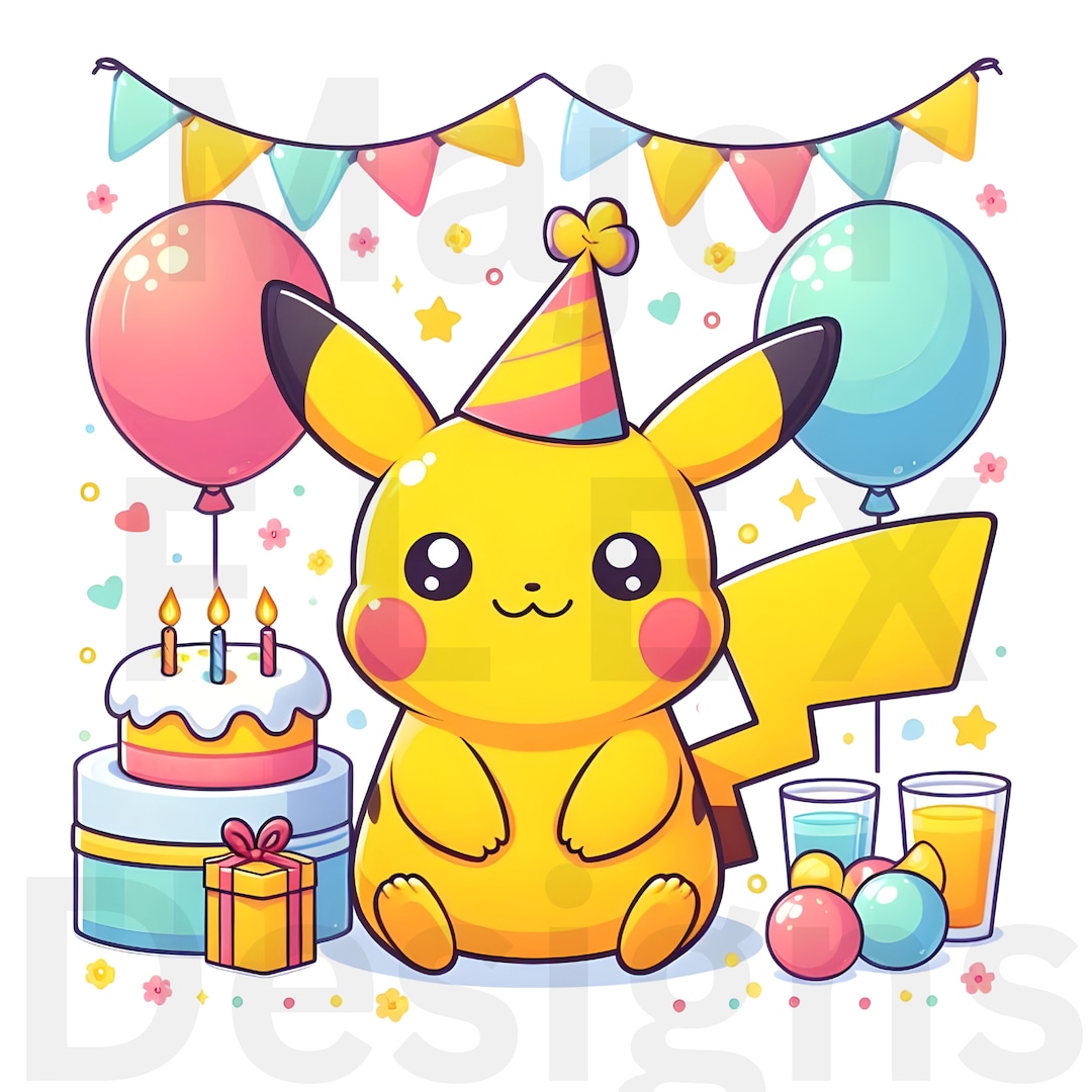 Pikachu Birthday PNG, Pikachu Birthday SVG, Pikachu Birthday Party ...