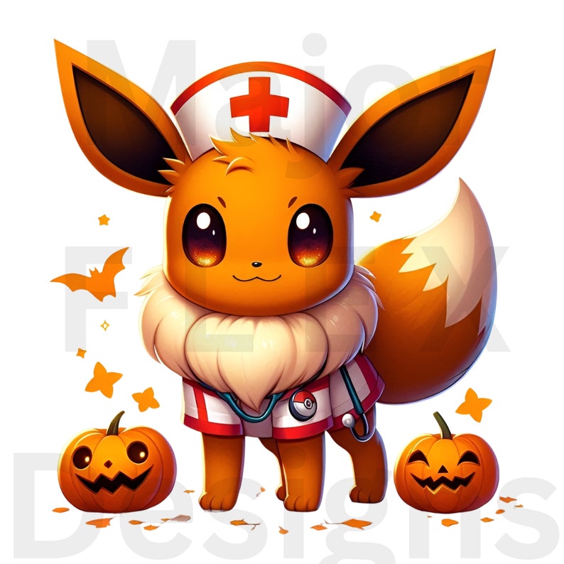 Nurse Eevee Pokemon Halloween Costume, Eevee Sublimation Clipart, Nurse ...