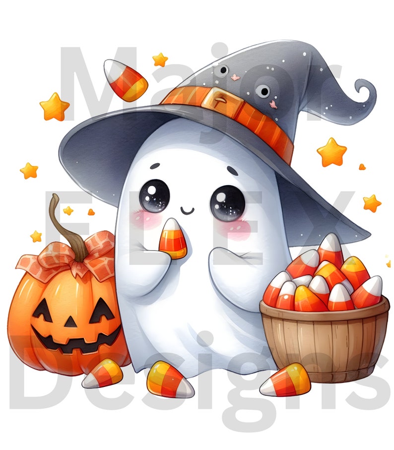 Candy Corn Ghost Png, Cute Ghost Png, Halloween Design, Transparent ...