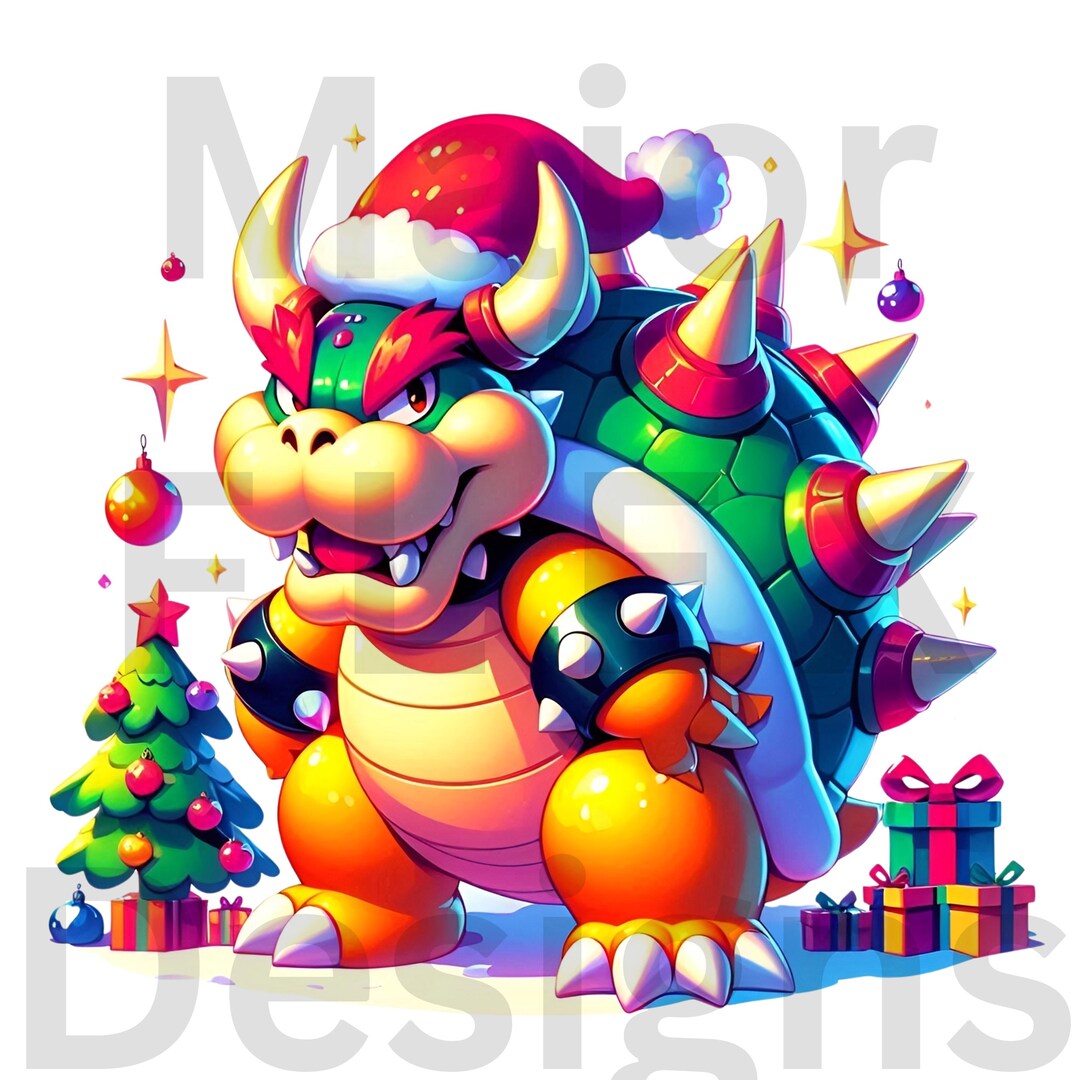 Christmas Bowser PNG, Mario Holiday Clipart, Bowser Sublimation Design ...