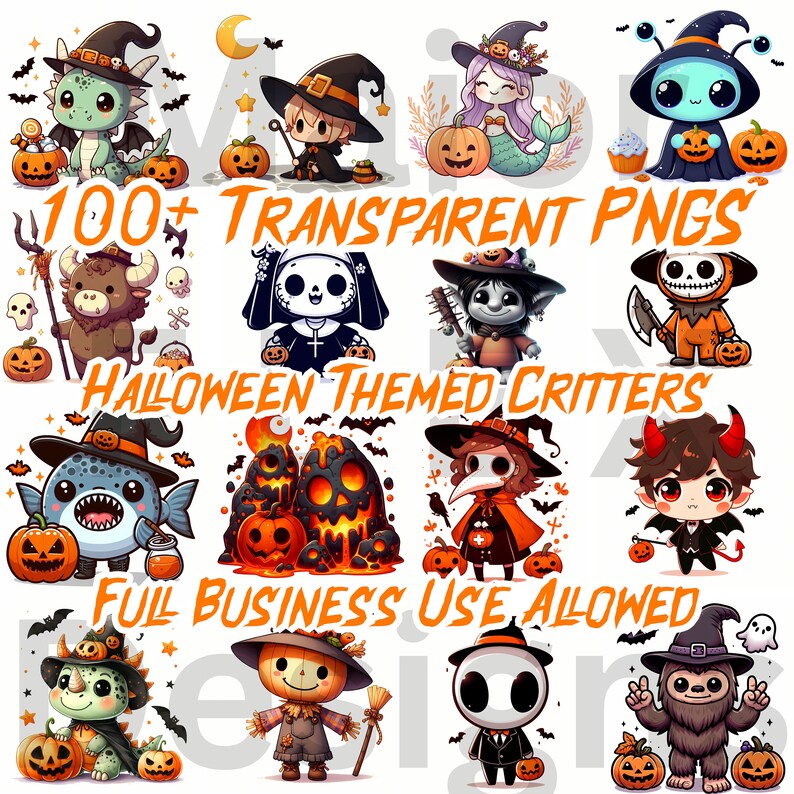 100+ Cute Halloween Monster Bundle PNG, Halloween Png Bundle, Critter ...