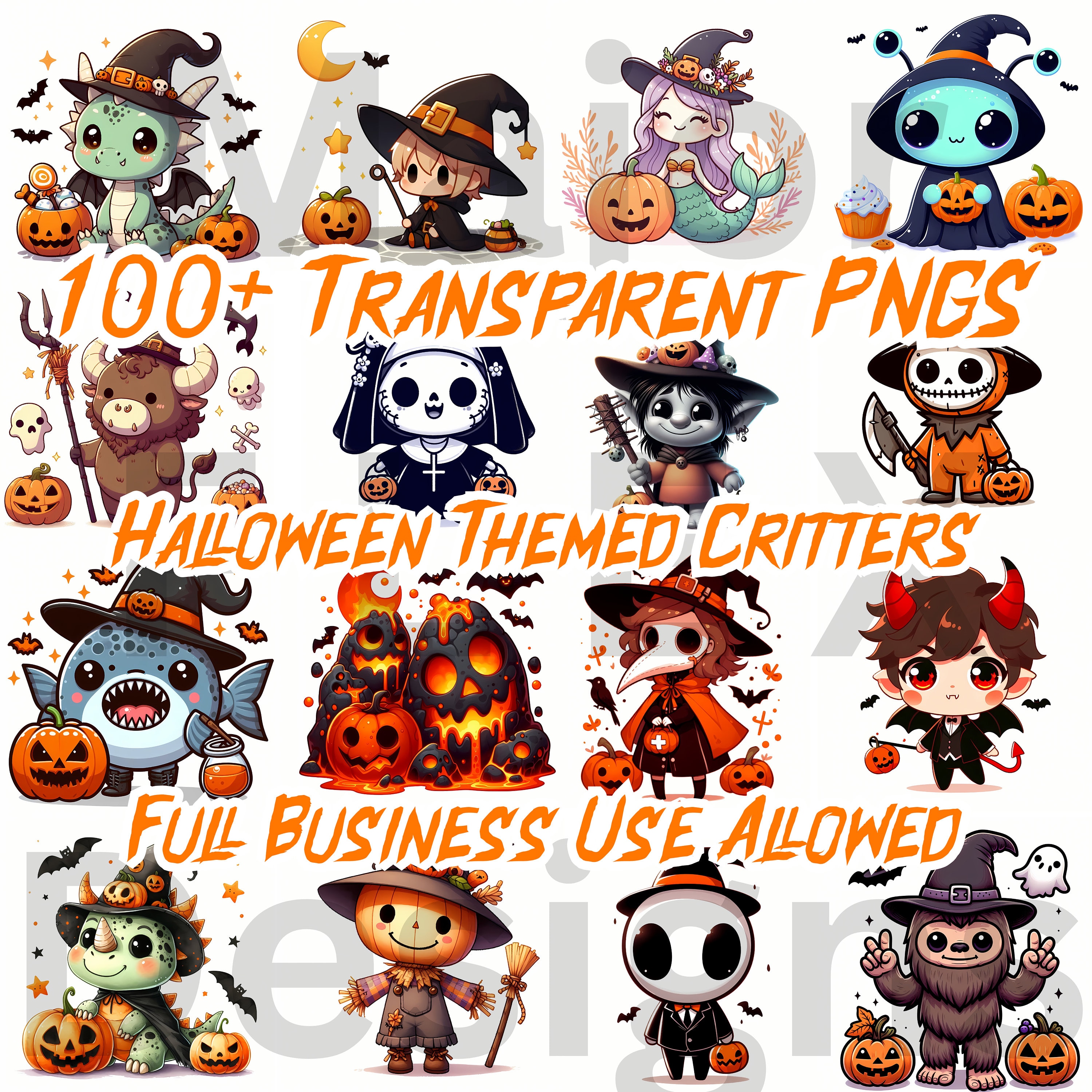 100+ Cute Halloween Monster Bundle PNG, Halloween Png Bundle, Critter ...