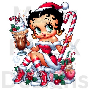 Betty Boop Christmas Clipart Design, Betty Boop Iced Coffee PNG, Betty ...